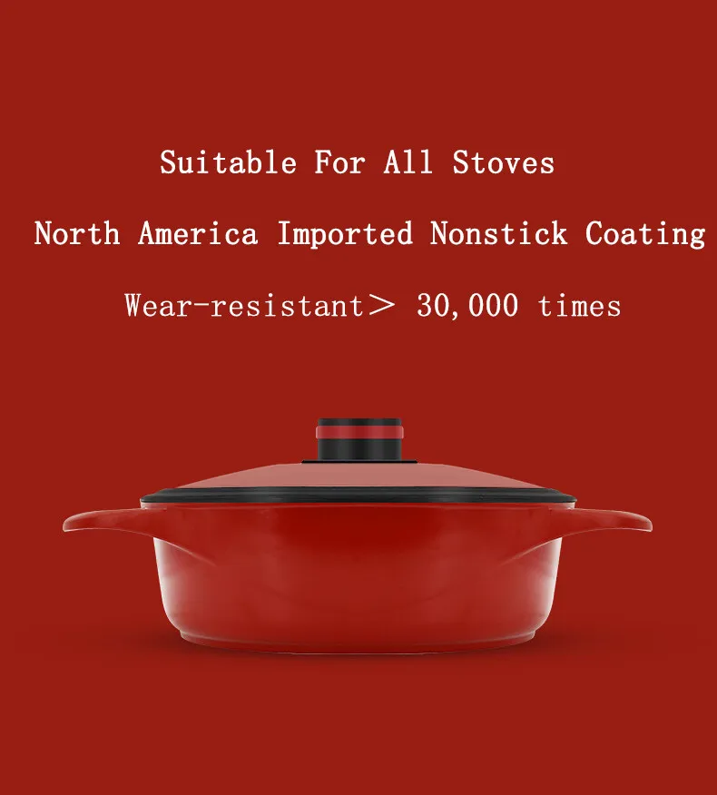 28cm Chinese Multifunction Red Aluminum Divided Hot Pot Non Stick - Buy ...