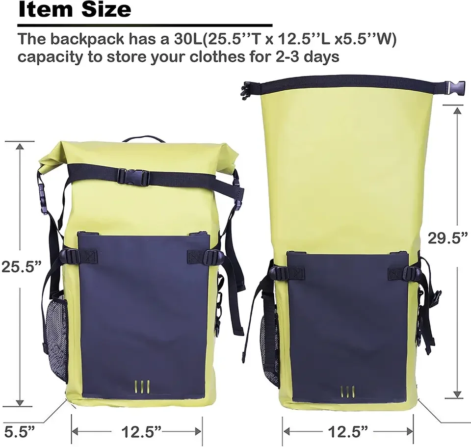 Durable Pvc Tarpaulin Backpack 30l Outdoor Hiking Climbing Camping ...