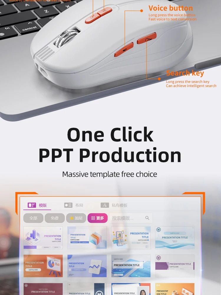 Ai Mouse with Voice Typing Ergonomic Wireless bluetooth Computer Magic ...