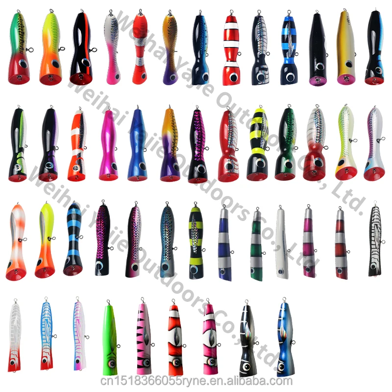 90g/140g/240g Big Fishing Lure Wood Tuna Lures Trolling Fishing Lure Deep Sea Boat Fishing Bait ...