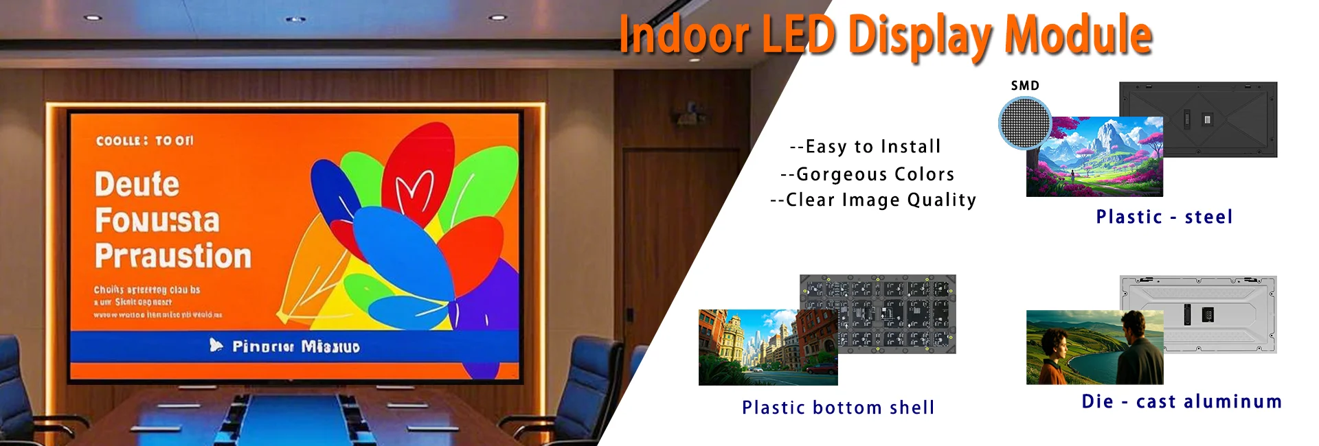 Indoor LED Display Module with Plastic-Steel Composite Bracket and ...