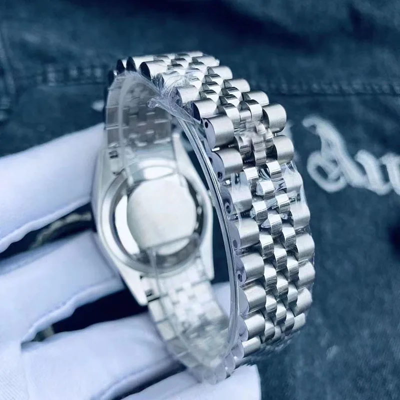 Mens Luxury Mechanical Watch Automatic Movement White Dial Wristwatches ...