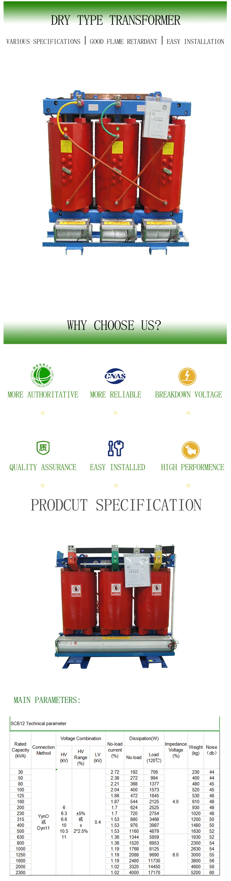 1600 KVA Dry Three Phase Distribution Transformer 50Hz Box Substation ...