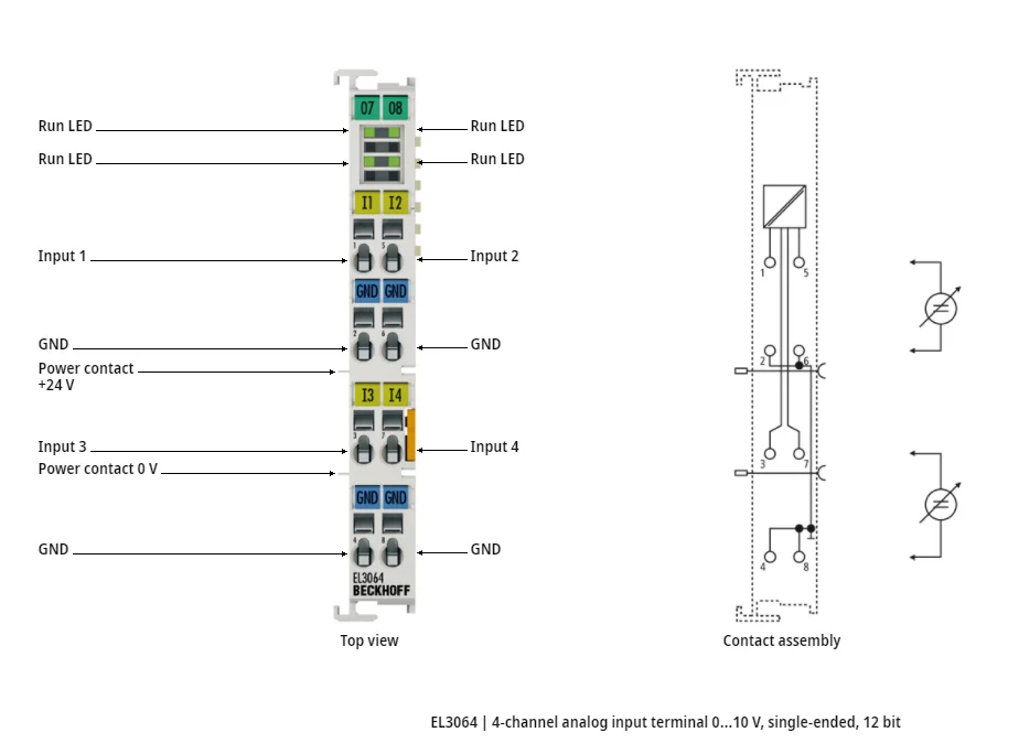 Beckhoff EL3064 | 4 채널 아날로그 입력 터미널 0...10 V, 싱글 엔드, 12 비트| Alibaba.com