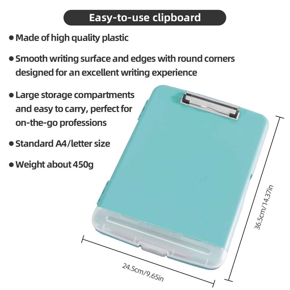 Praise Teal Plastic Storage Clipboard With Pen Holder Storage ...