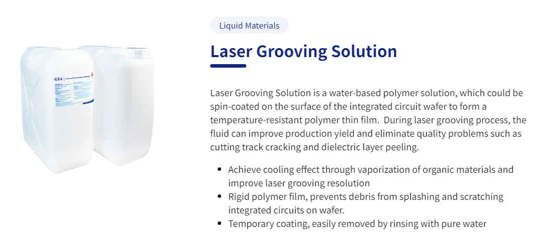 Laser Grooving Protection Liquid for Wafer Processing LS-168P 20L pH 3. ...