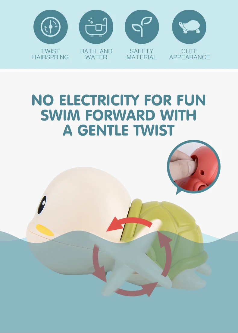 Zhorya Cute Swimming Turtle - Floating Wind up Bath Toy