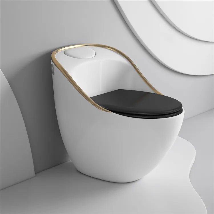 Modern Porcelain Sanitary Ware Gold Line Bathroom Water Closet Commode ...