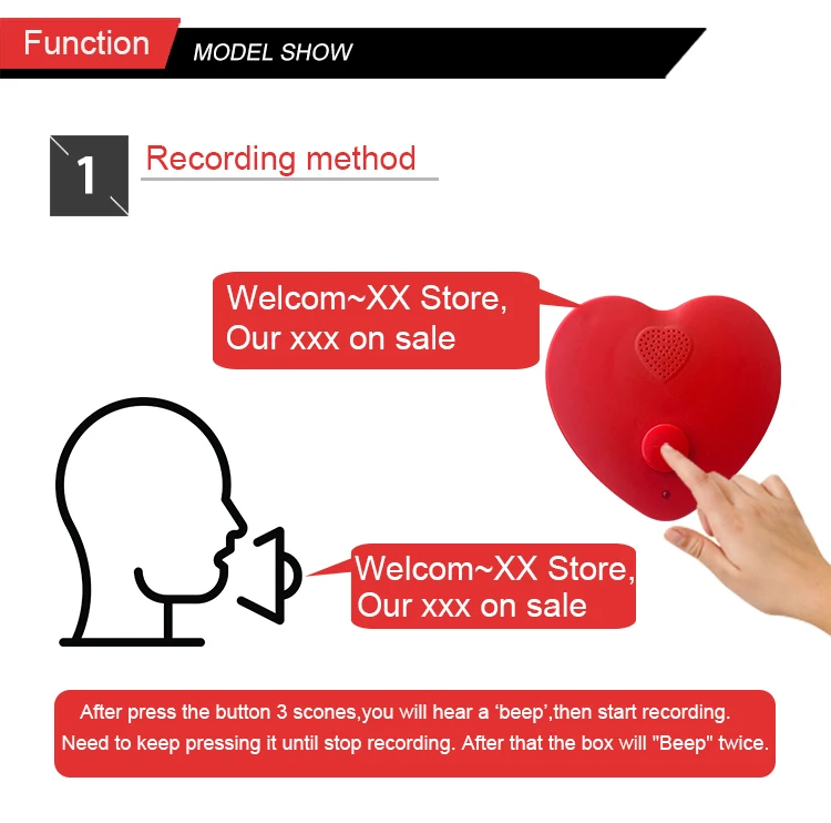 Customized Message Recordable Heart Shape Voice Recorder