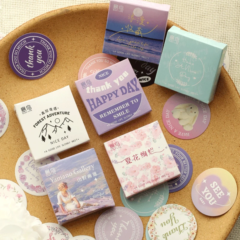 40pcs/pack Retro Box-packed Stickers Envelope Gift Bag Packaging ...