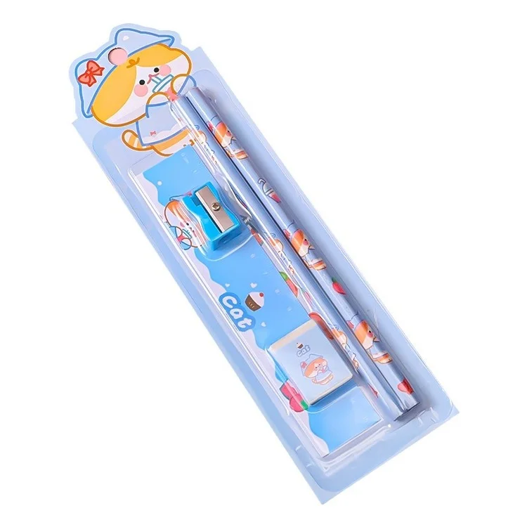 Cartoon Pencil Set Five-piece Set Of Stationery For Students To Learn ...
