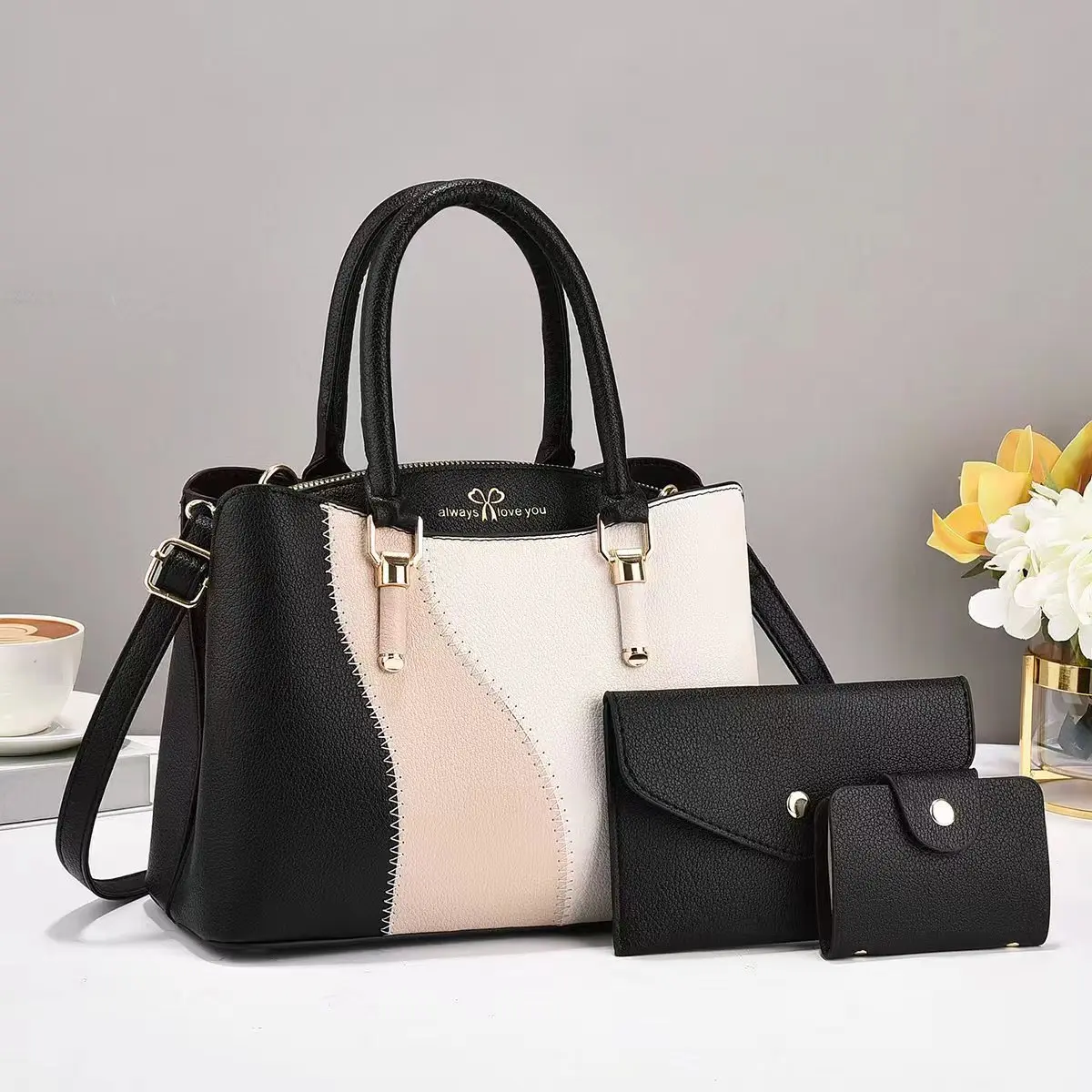 Women's 3 Pieces Set Top Handle Tote Bag Ladies Purses Fashion Trendy ...