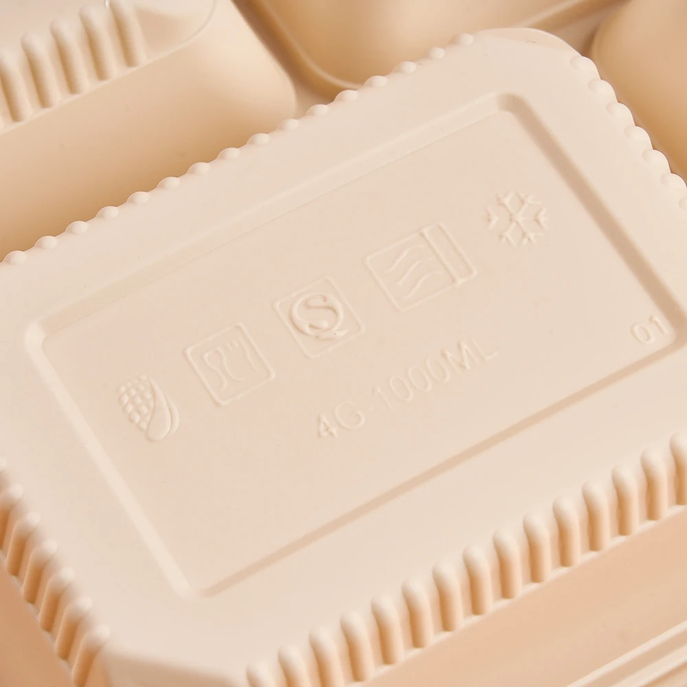 Custom 500ml 650ml 750ml 1000ml Rectangle Corn Starch And Pp Disposable ...