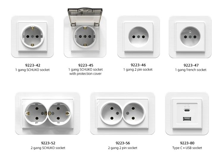 Sirode 9223 Series Europe Standard Modern Brushed Texture White 1 Gang ...