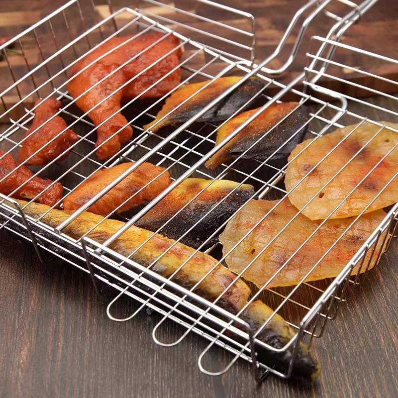 Portable Non-stick Coating Bbq Grill Basket Square Stainless Steel Bbq ...