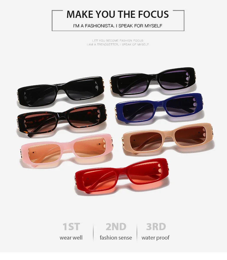 Mejores 8189 Small Rectangle Frame Fashion Sunglasses New 2021 Plastic ...