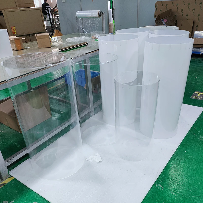 Clear Acrylic Modern Column Pedestal Stand Cylinder Flower Stand for ...