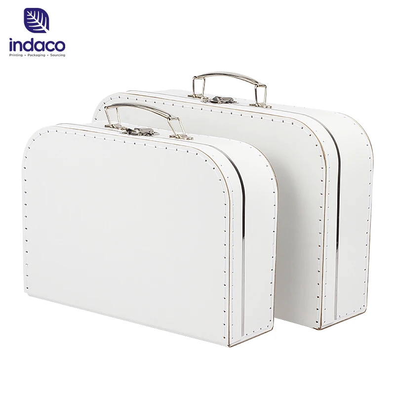 Vintage Suitcase Box Print Custom Pink Paper Handle and Snap Closure ...