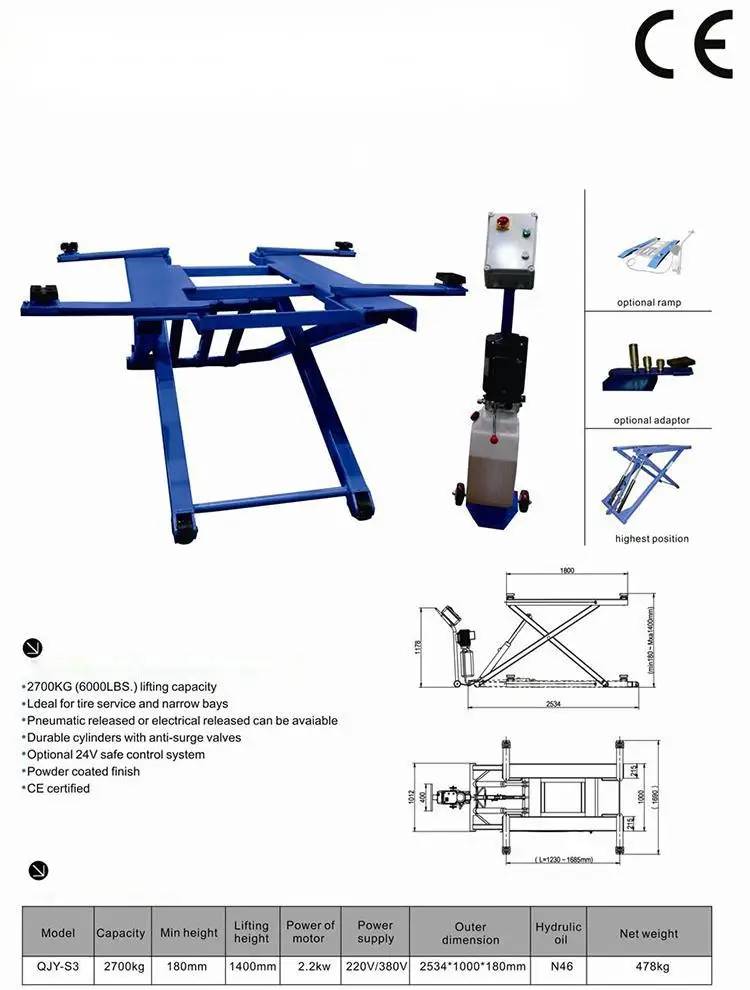 Denghsu 3T Mid-rise Scissor Hydraulic Car Lift.| Alibaba.com