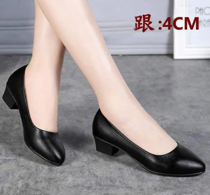 Wholesale Leather Black Female Professional Bank Hotel Shoes