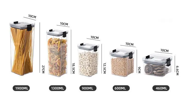 Transparent Plastic Square Plastic Airtight Canister with Bamboo Lid ...