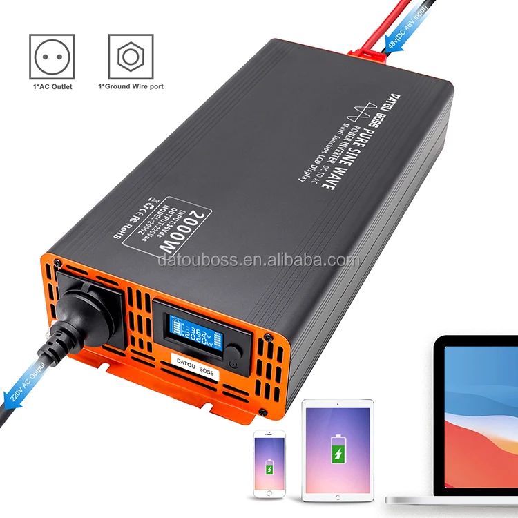 DATOUBOSS 2000W/3000W Hybrid Off-Grid Pure Sine Wave Power Inverter 48V ...