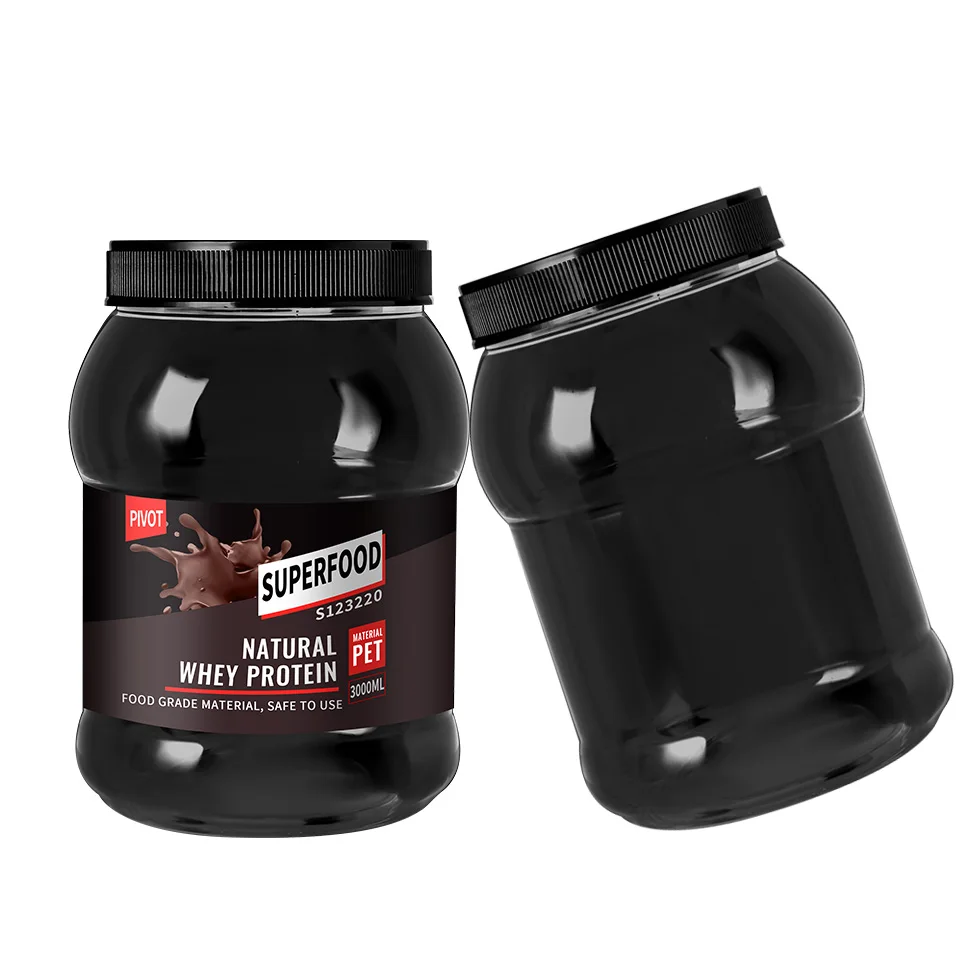 Supplement Bottle - Black Protein Powder Container