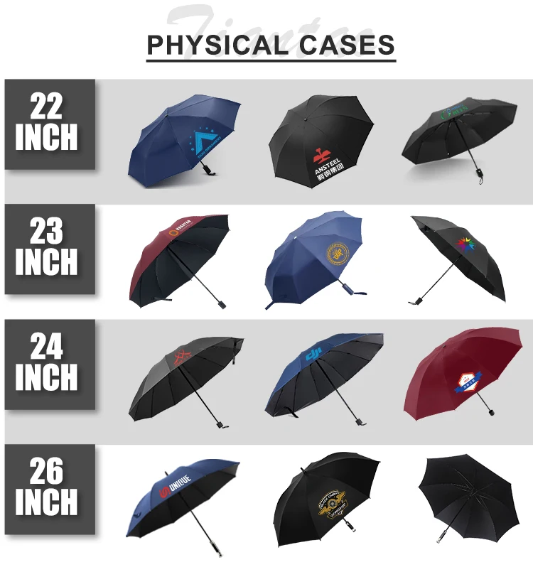 Customized Logo 3 Folding Automatic Umbrella High Quality Straight Golf Beach Umbrella 8 Ribs ...