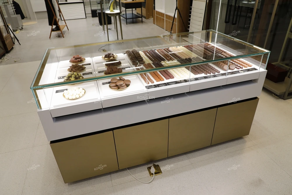 Custom Glass Chocolate Display Showcase for Sweet Desserts