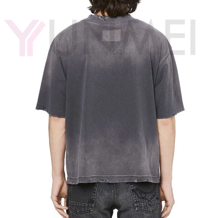 Custom Oversize Acid Wash Sun Fade Bleached Boxy T Shirt