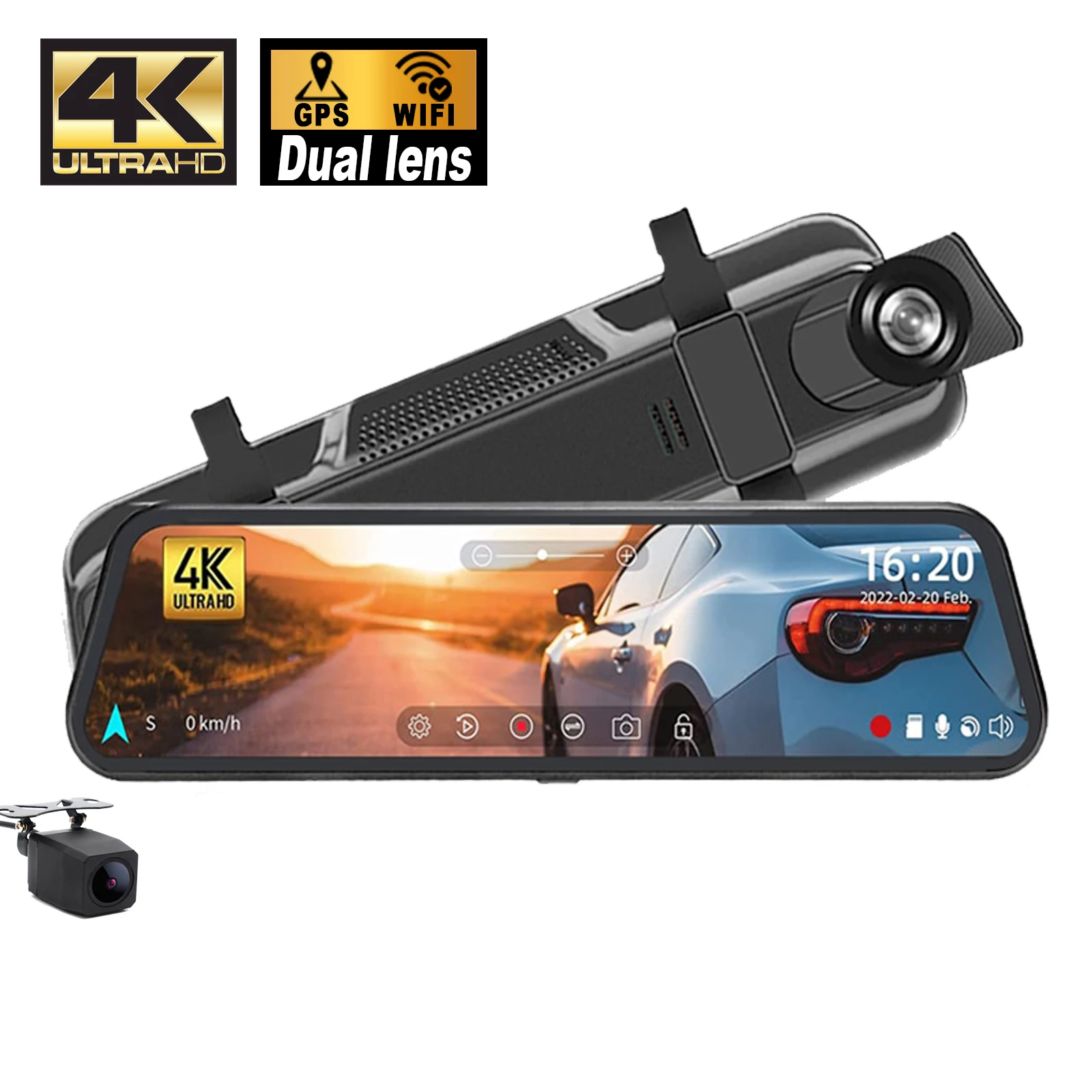 10 Inch Touch Screen Mirror 4k Car Dvr Dual Lens Front And Rear Doble ...