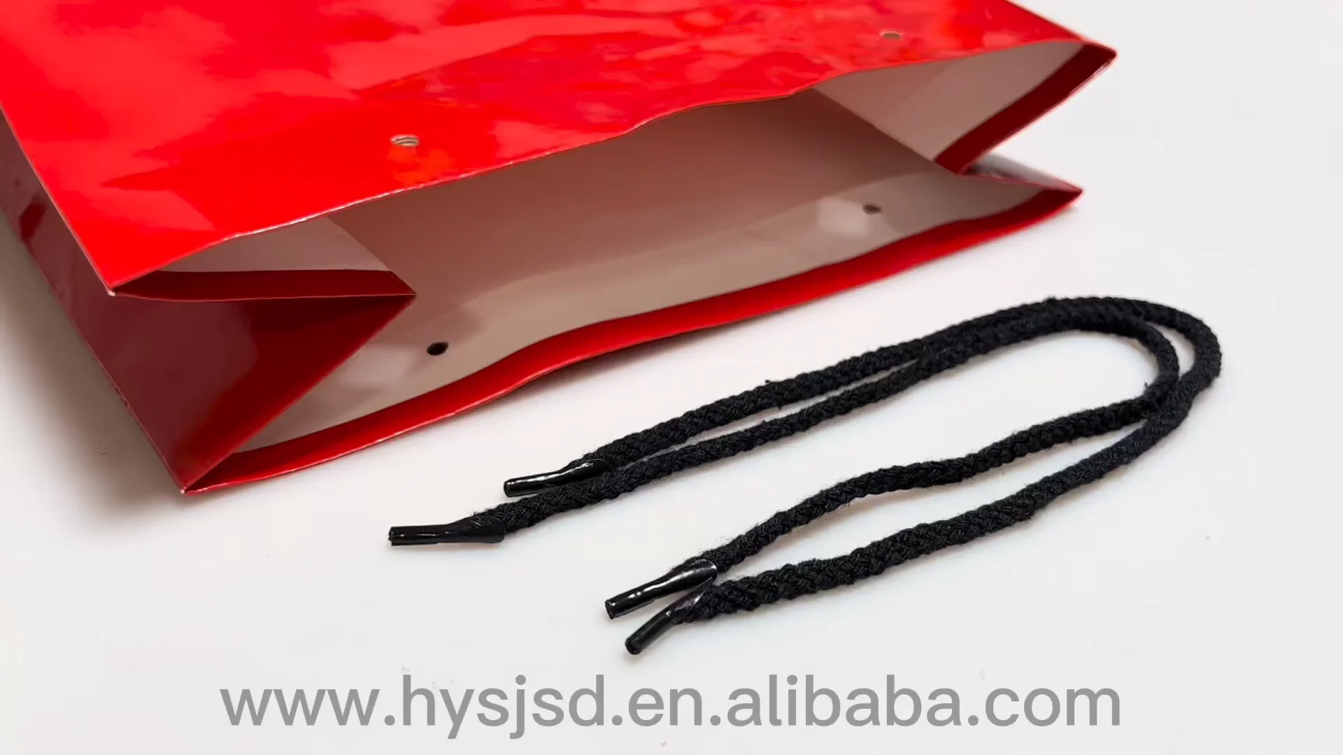 100% Braided Cotton Rope Black Rope Handle Gift Bags Shopping Paper ...