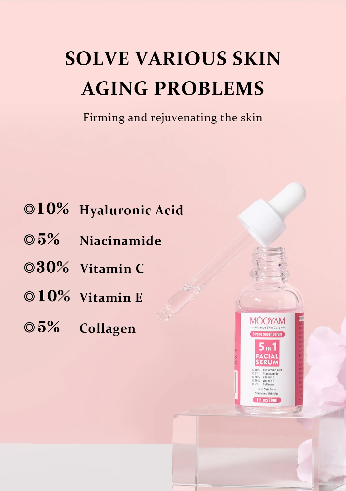 5 in 1 Serum Whitening Fade Dark Spot Freckle Brighten Essence