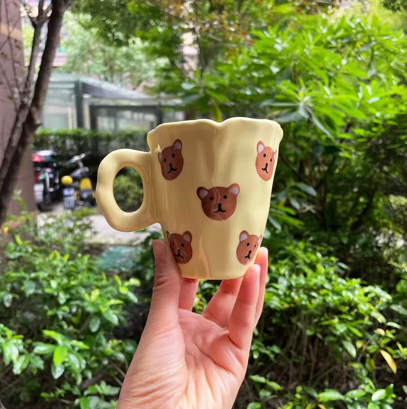 Blue Sky Mugs - Creative Irregular Hand Pinch Ceramic Bear Mug