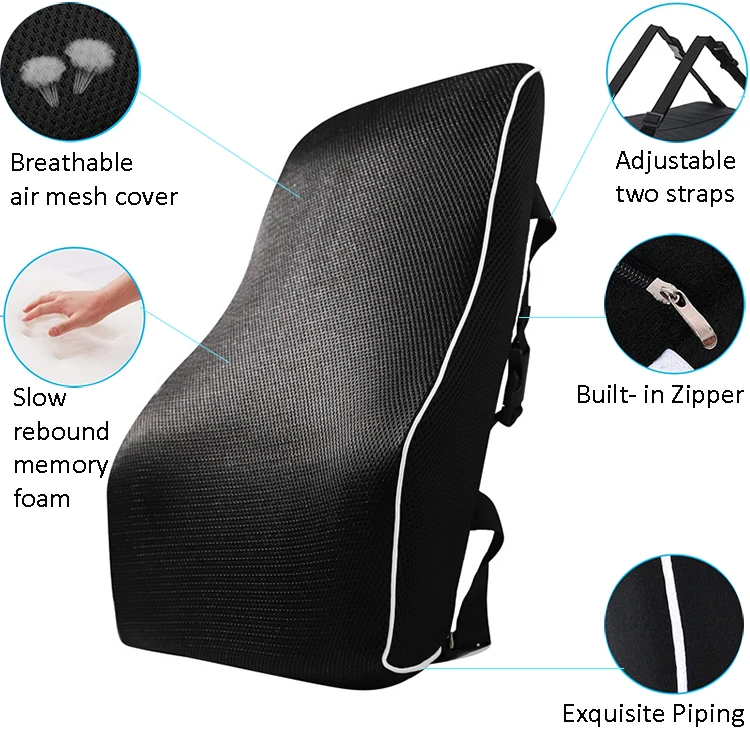 Hot Sale 3d Air Mesh Fabric Memory Foam Lumbar Support Pillow Back ...