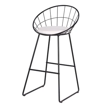 Modern Restaurant High Back Metal Iron Wire High Chair Counte Bar Chair ...