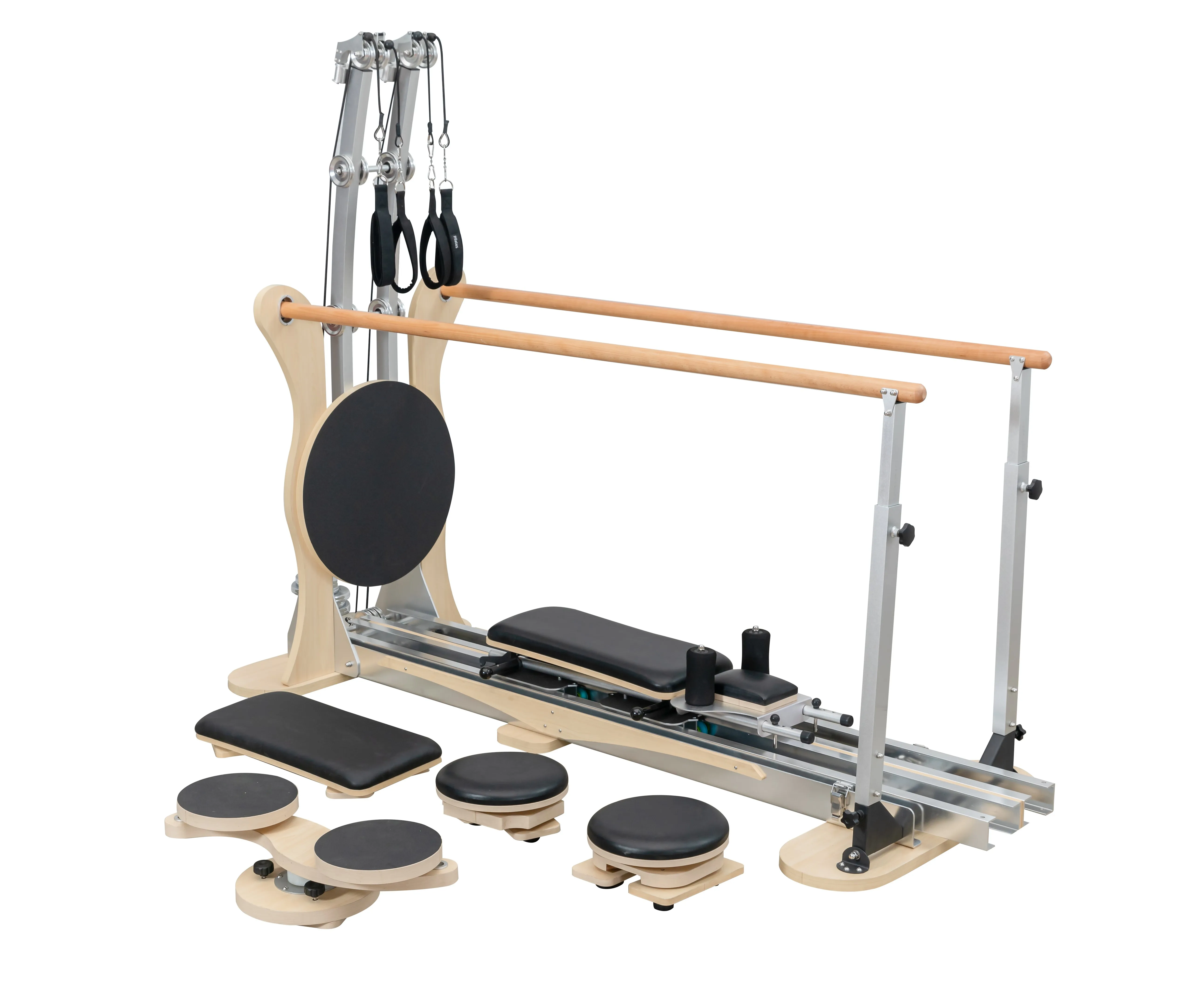 OPT-PL016D Classic Maple Wood Pilates Pulley Tower with Parallel Bars ...
