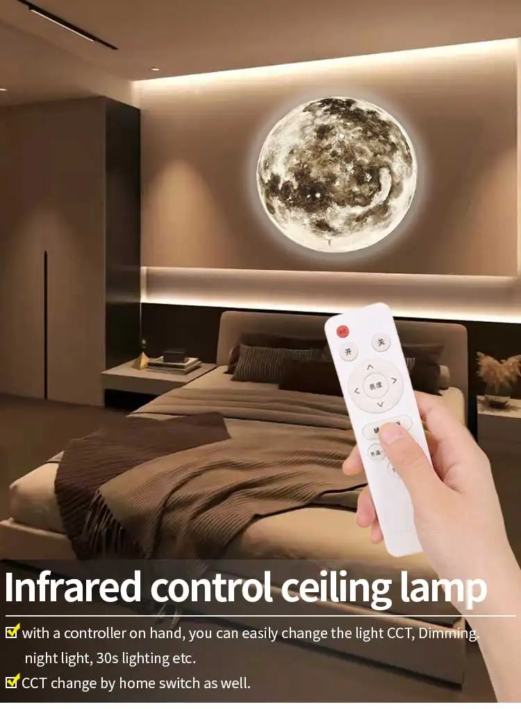 Modern Ceiling Moon Light - LED Lamp with 3000K/4000K/6000K