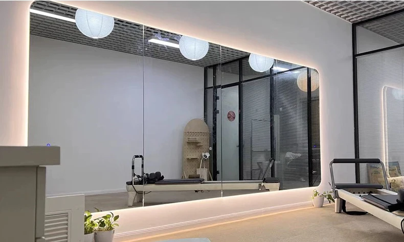 Indoor Safety Glass Pilates Large Led Mirror Frameless Backlit Wall ...