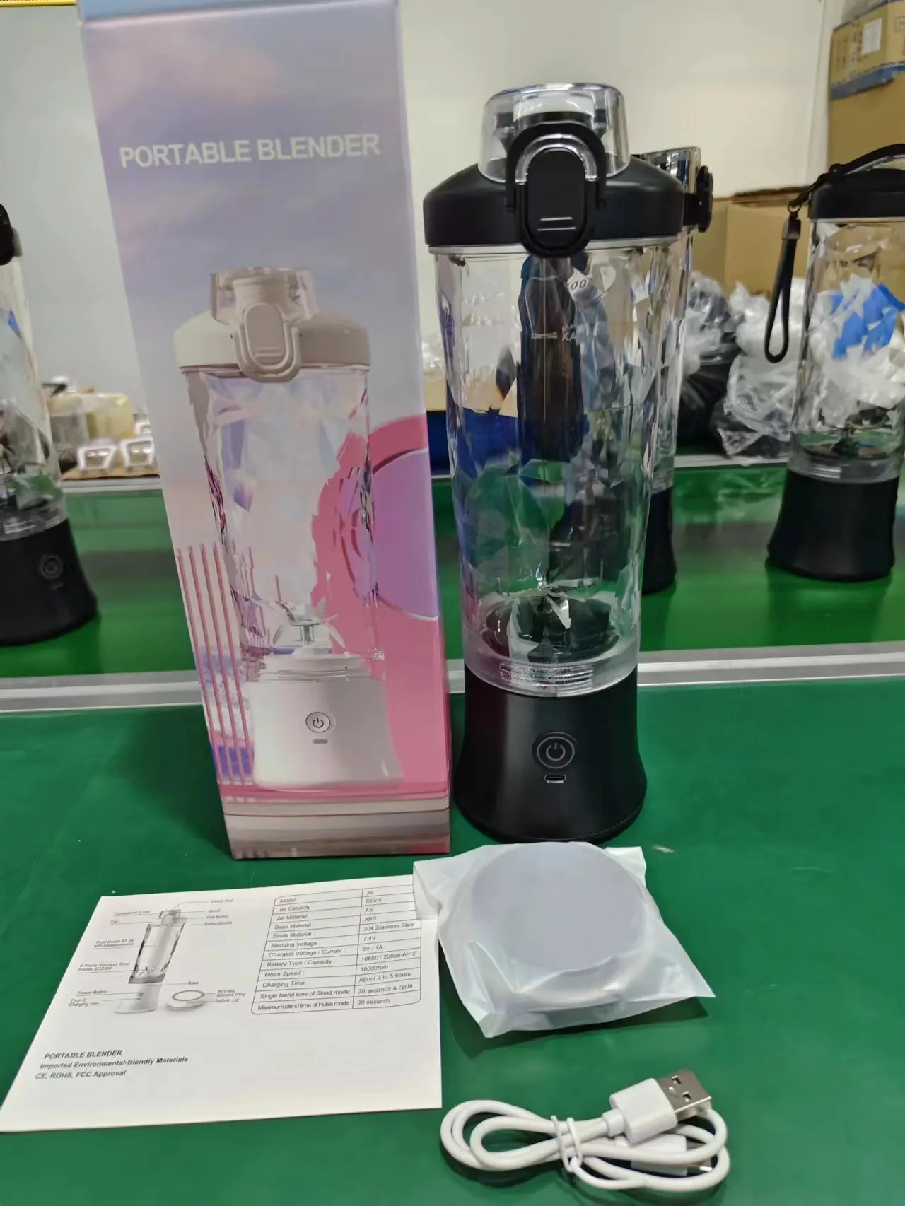 600ml Big Capacity Rechargeable Waterproof Hand Blender Powder Portable ...