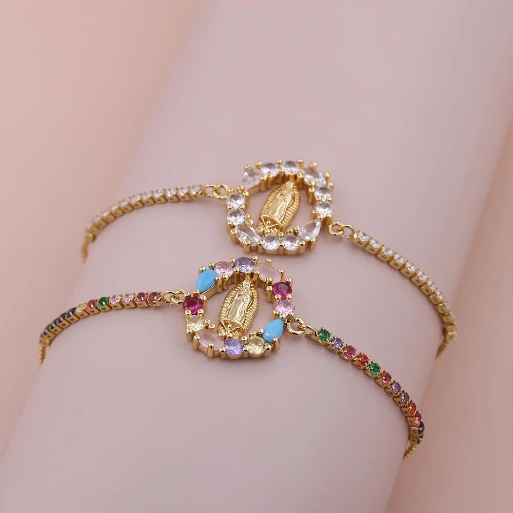 Adjustable 24k Gold Plated Cz Paved Our Lady Of Guadalupe Virgin Mary ...