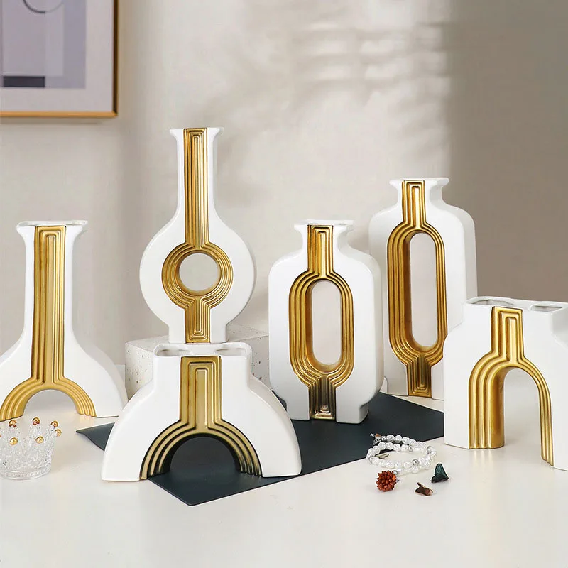 Creative Nordic Country Geometric Table Simple Golden Wedding Ceramic ...