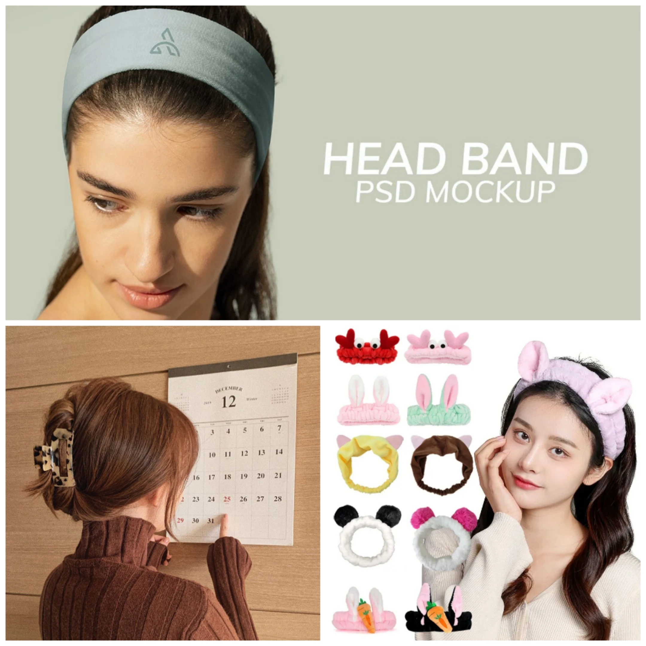 Custom Logo Flannel Spa Headband Wristband Set for Women