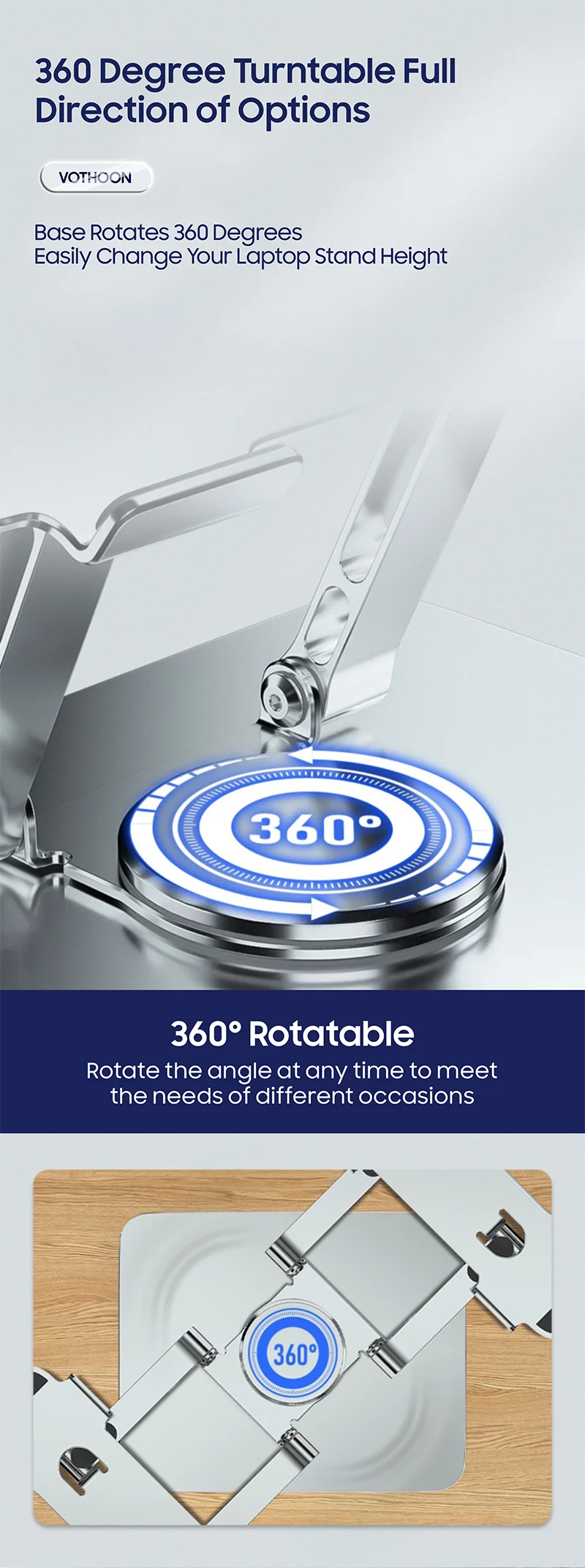 360 Degree Rotating Laptop Stand Home Office Height Adjustable Laptop ...
