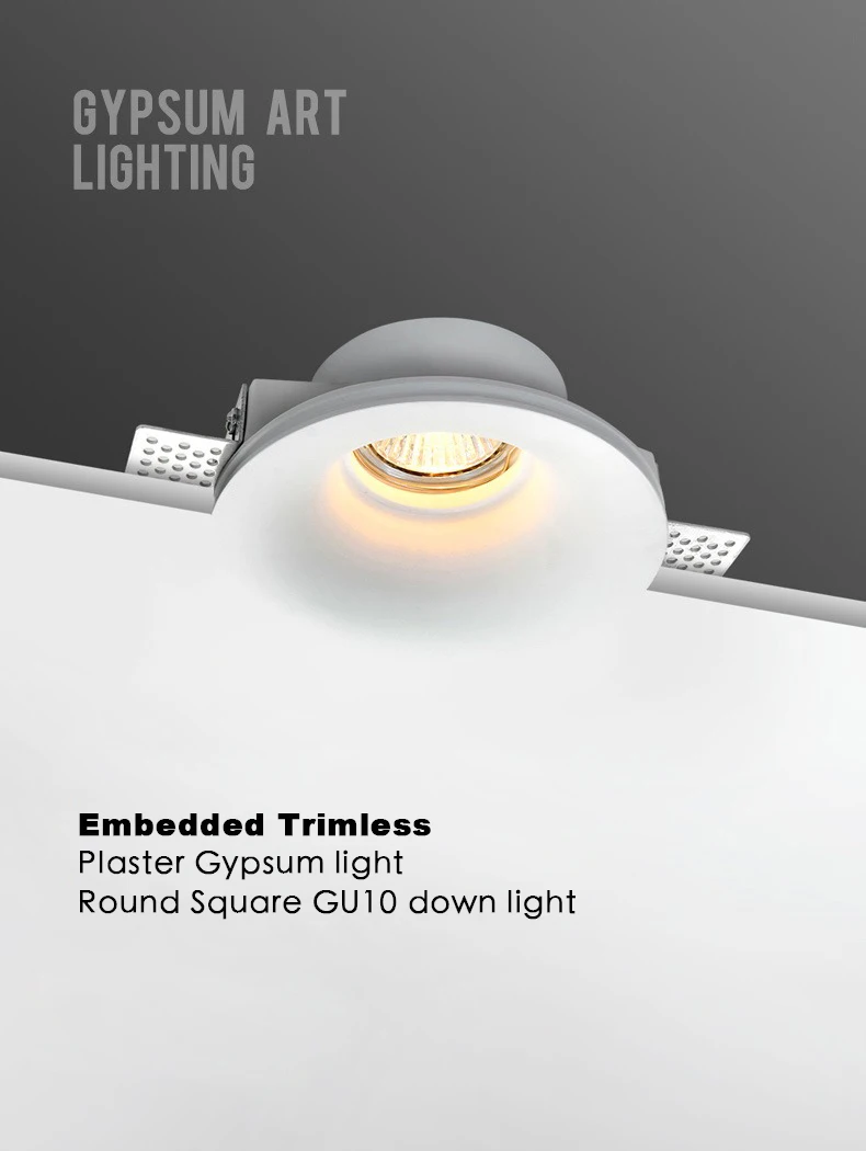 Trimless Round Square GU10 LED Gypsum Light for Room & Corridor
