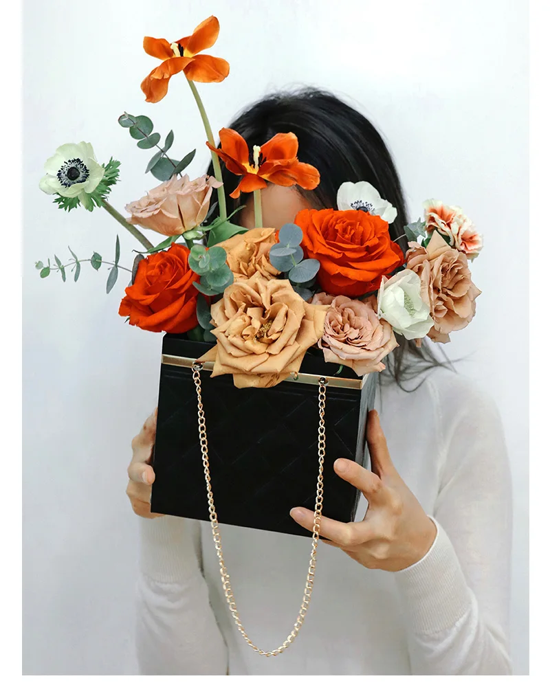 Luxury Square Gift Box Fold Flower Packaging Paper Bag Boxes Rose ...