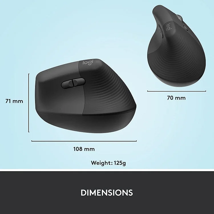 Logitech Lift Vertical Ergonomic Mouse Right-Handed Wireless Mouse ...