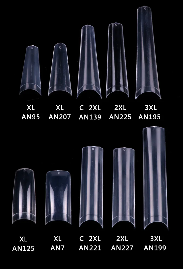 Tszs 500pcs 2xl Long Square False Thin Nail Tips Clear/natural Half ...