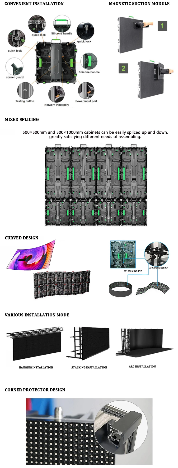 Indoor Power Backup 3.9 500*500 Panels 7800Hz Full Color Curve LED ...