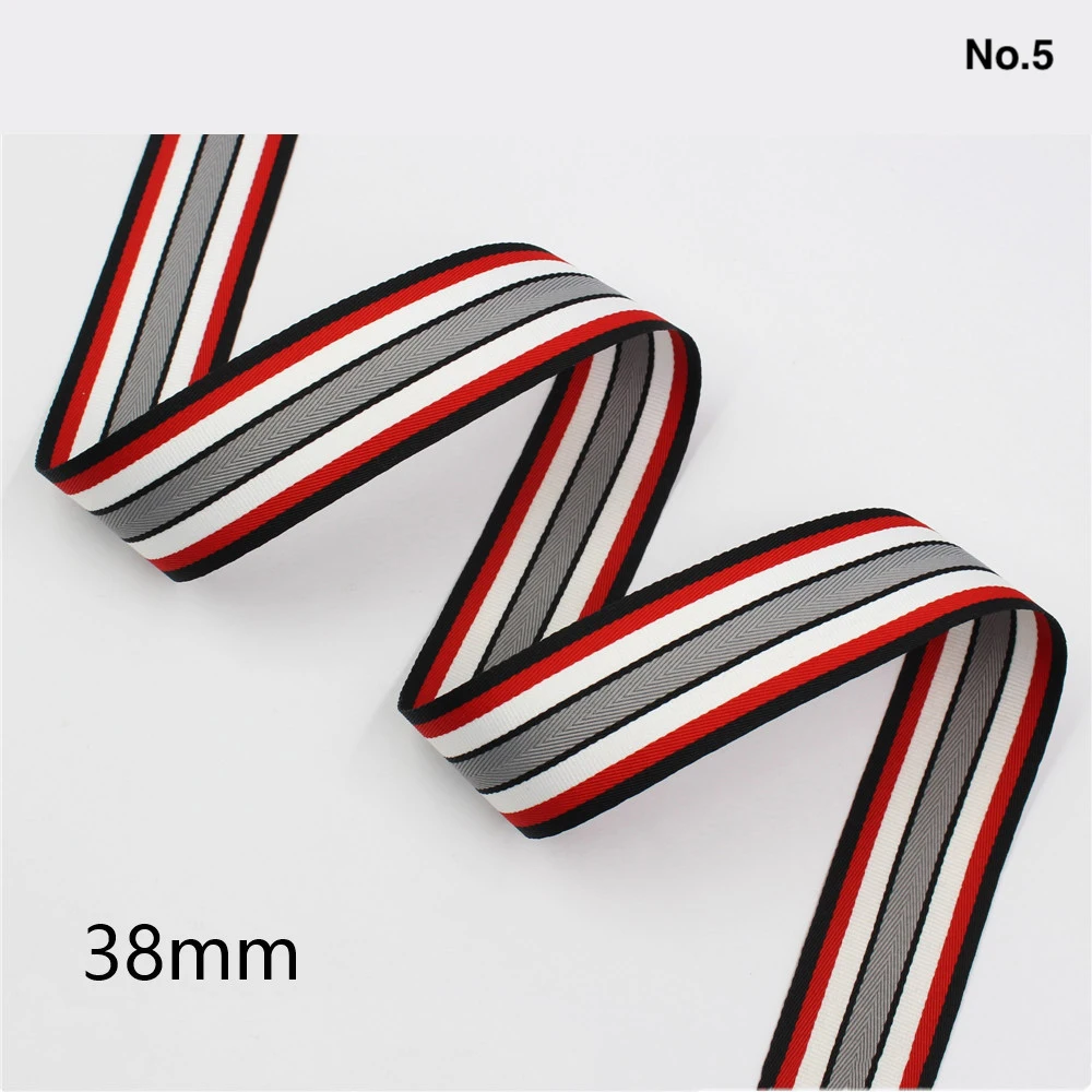 3.8cm High Quality Polyester Red White Blue Striped Ribbon For Clothing ...
